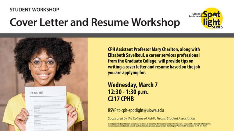 Cover letter and resume workshop set for March 7 – University of Iowa ...